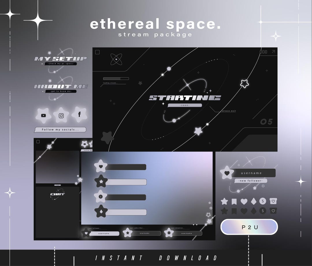 Ethereal Space - Y2k - Twitch Pack - Animated Minimal Stream Pack ...