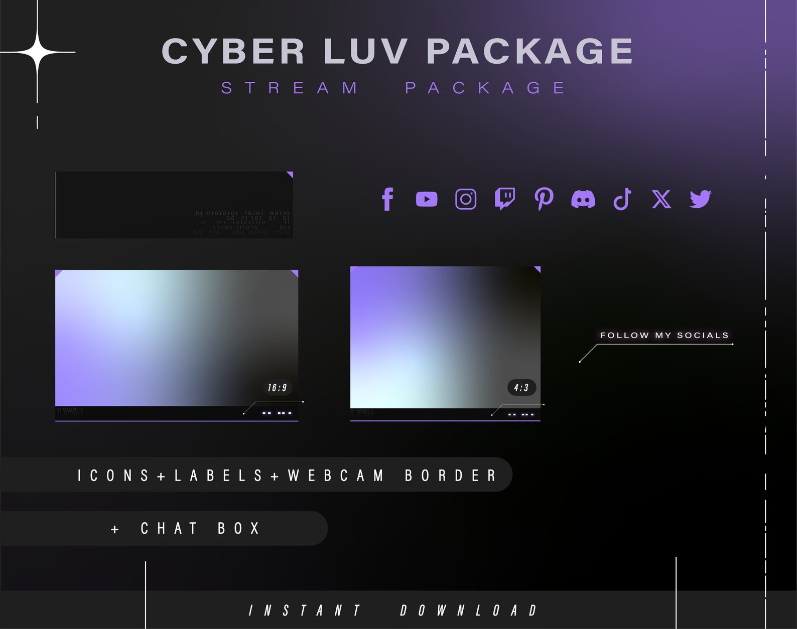 Cyber Y2k Twitch Pack Animated Minimal Stream Pack Streaming Scenes ...