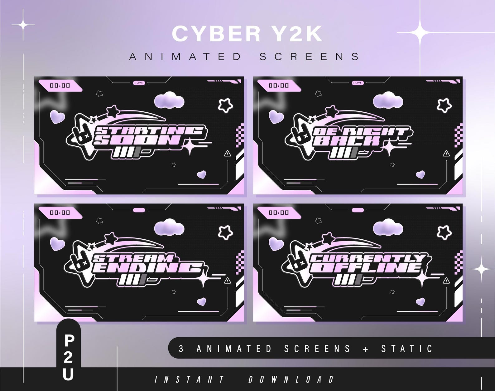 Cyber Y2k Animated Screens - Animated Scenes for Twitch - Aesthetic ...