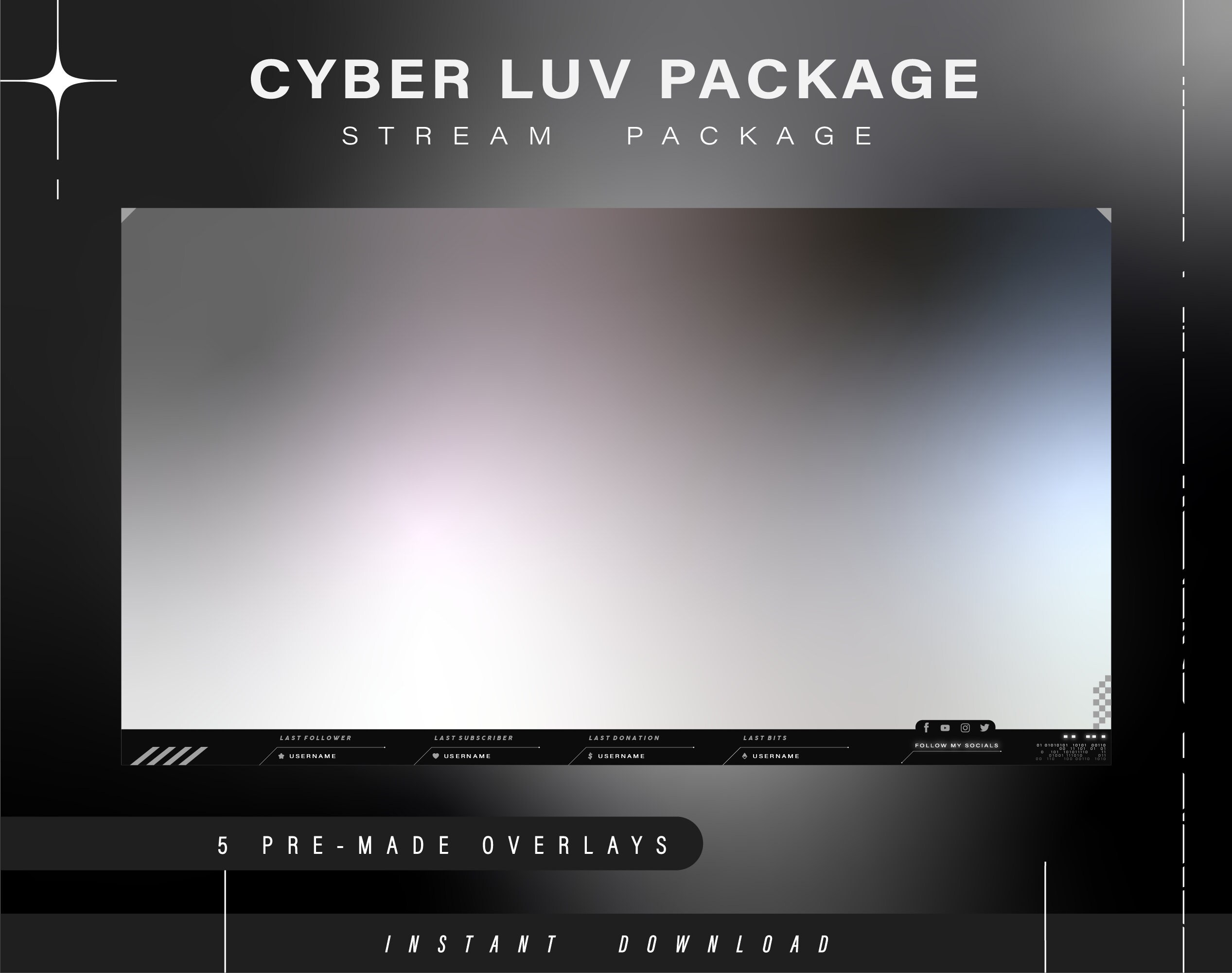 Cyber Y2k Twitch Pack Animated Minimal Stream Pack Streaming Scenes ...
