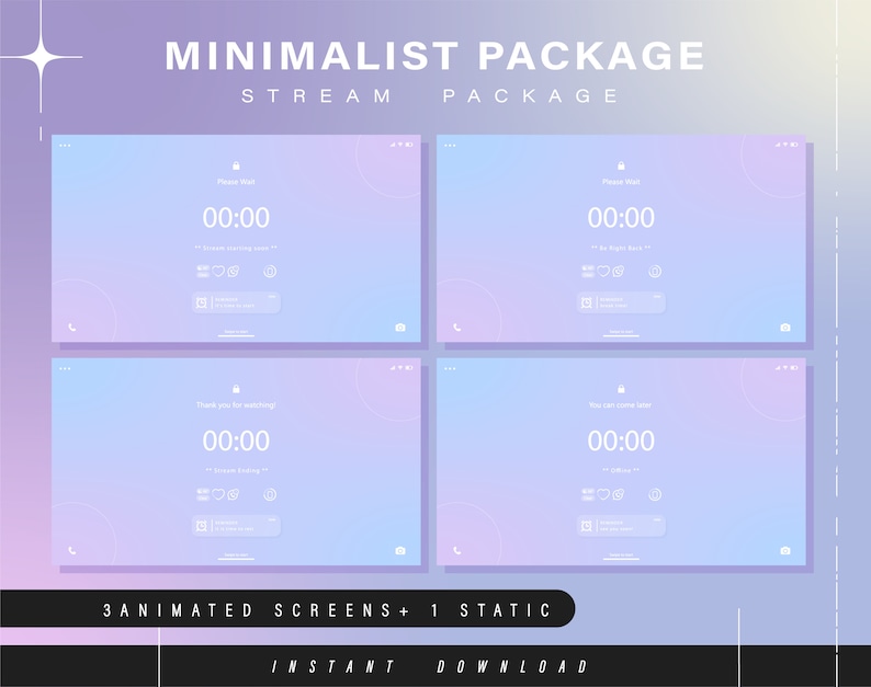 Minimal Twitch Pack Animated Minimal Stream Pack Streaming - Etsy
