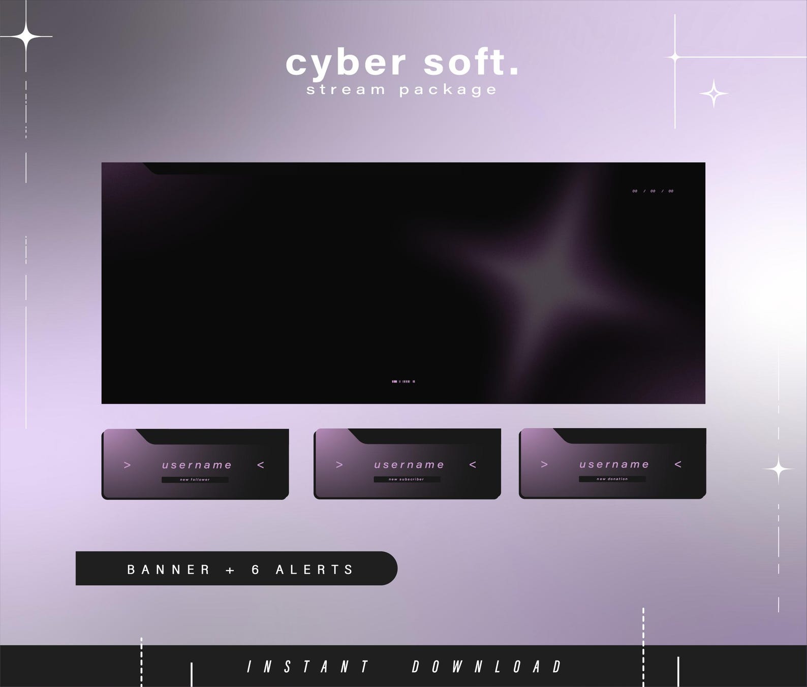 Cyber Soft Twitch Pack - Animated Minimal Stream Pack - Streaming ...