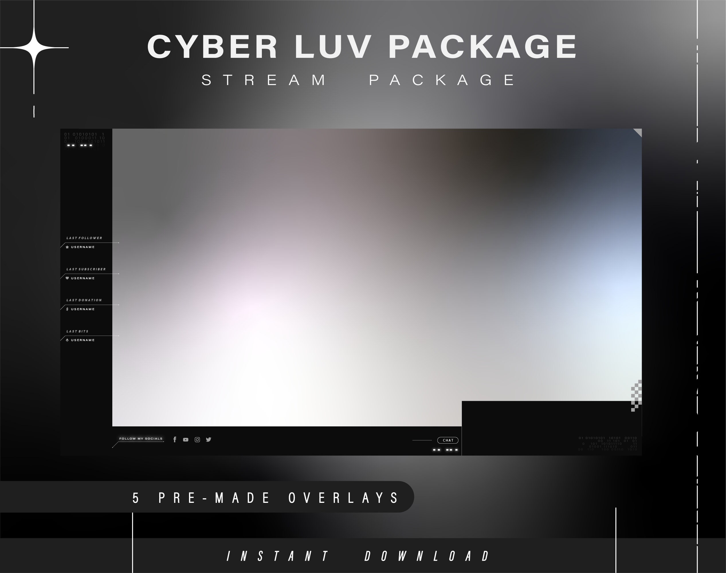 Cyber Y2k Twitch Pack - Animated Minimal Stream Pack - Streaming Scenes ...