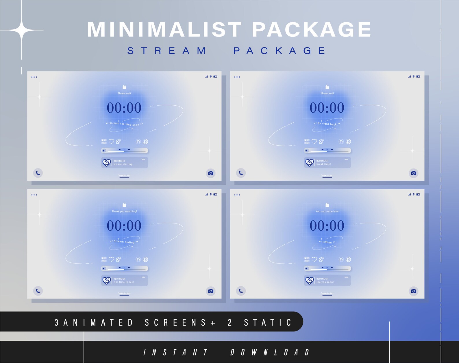 Minimal Twitch Pack - Animated Minimal Stream Pack - Streaming Scenes ...
