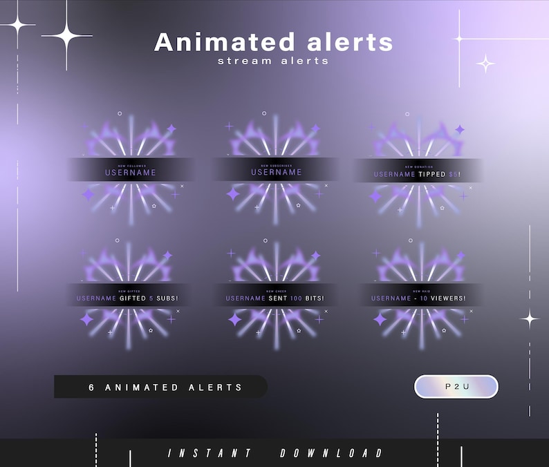 6x Animated Alerts - Animated Alerts for Twitch - Aesthetic Alerts ...