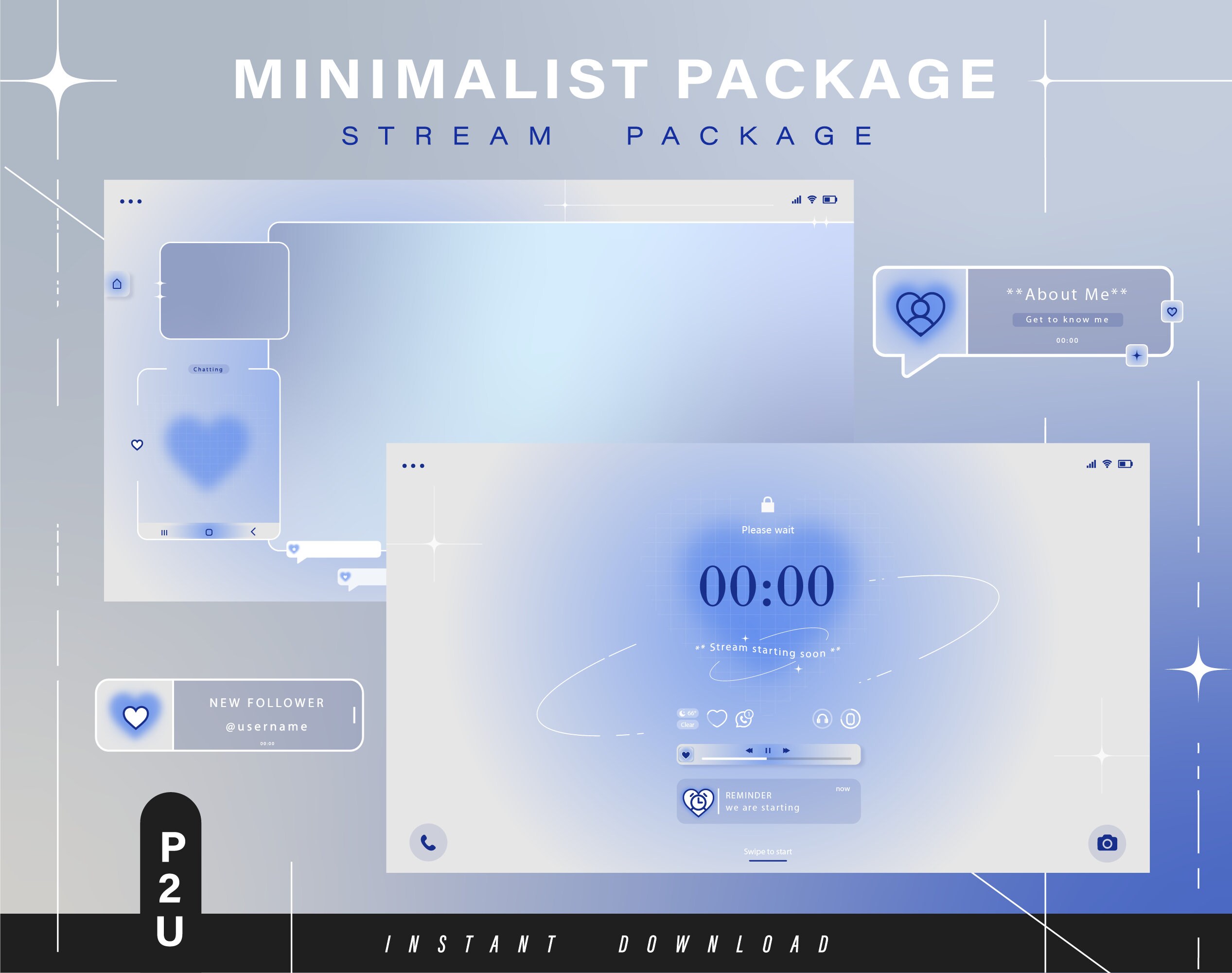 Minimal Twitch Pack Animated Minimal Stream Pack Streaming Scenes ...