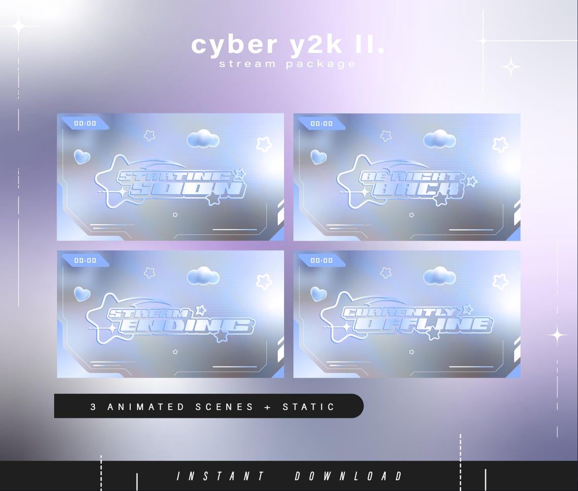 Cyber Y2k II - Twitch Pack - Animated Stream Pack - Streaming Scenes ...
