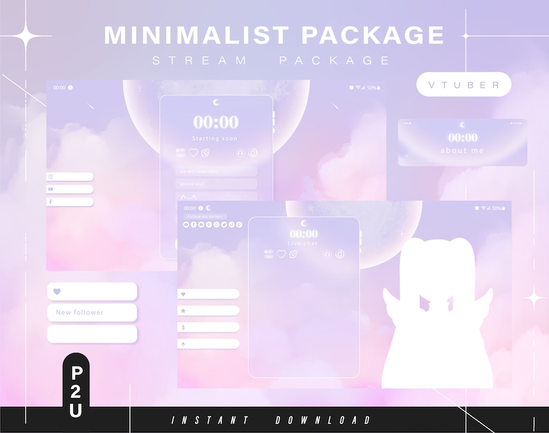 Minimal Twitch Pack Animated Minimal Stream Pack Streaming Scenes ...