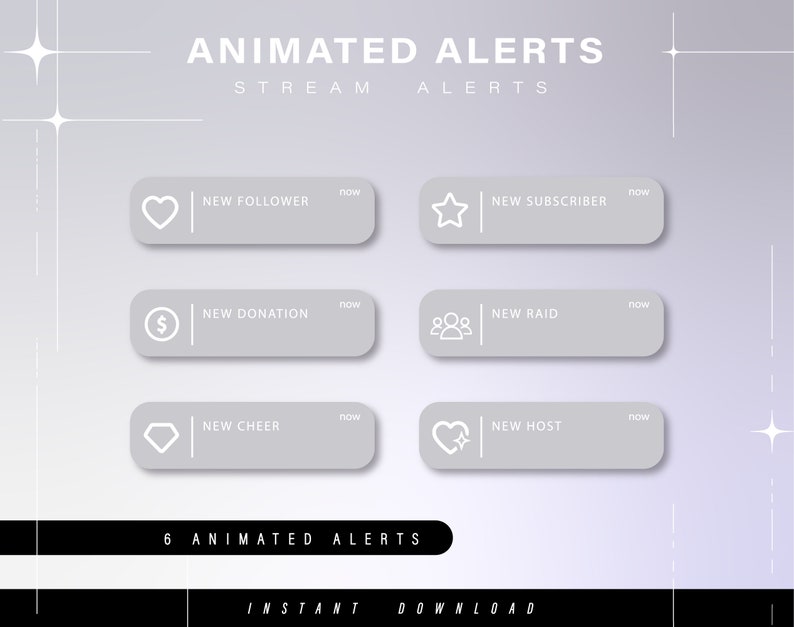 6x Animated Notification Alerts Animated Alerts for Twitch Aesthetic ...