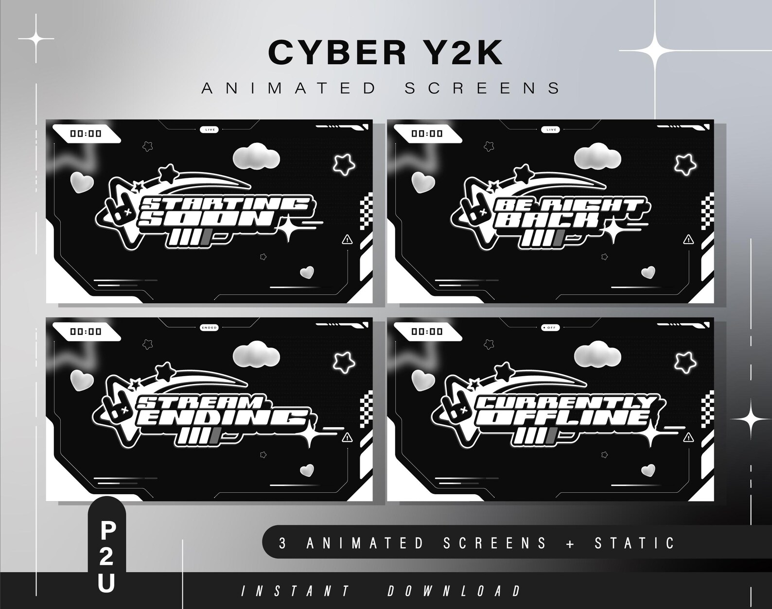 Cyber Y2k Animated Screens - Animated Scenes for Twitch - Aesthetic ...