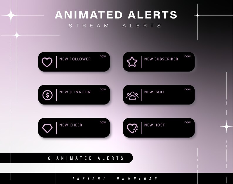 6x Animated Notification Alerts Animated Alerts for Twitch Aesthetic ...