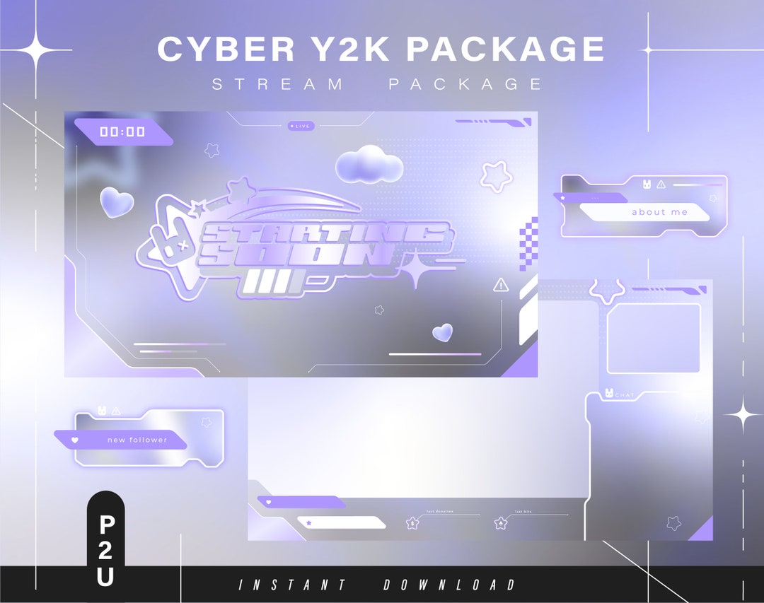 Bunny Cyber Y2k - Twitch Pack - Animated Stream Pack - Streaming Scenes ...