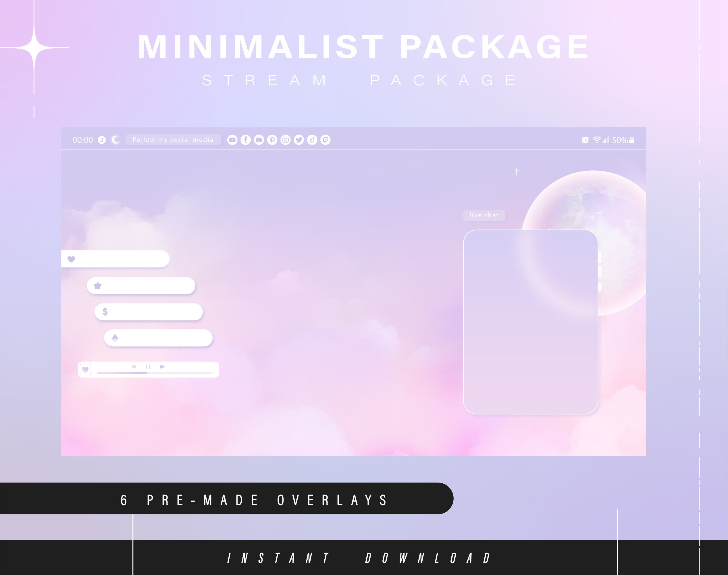 Minimal Twitch Pack Animated Minimal Stream Pack Streaming Scenes ...