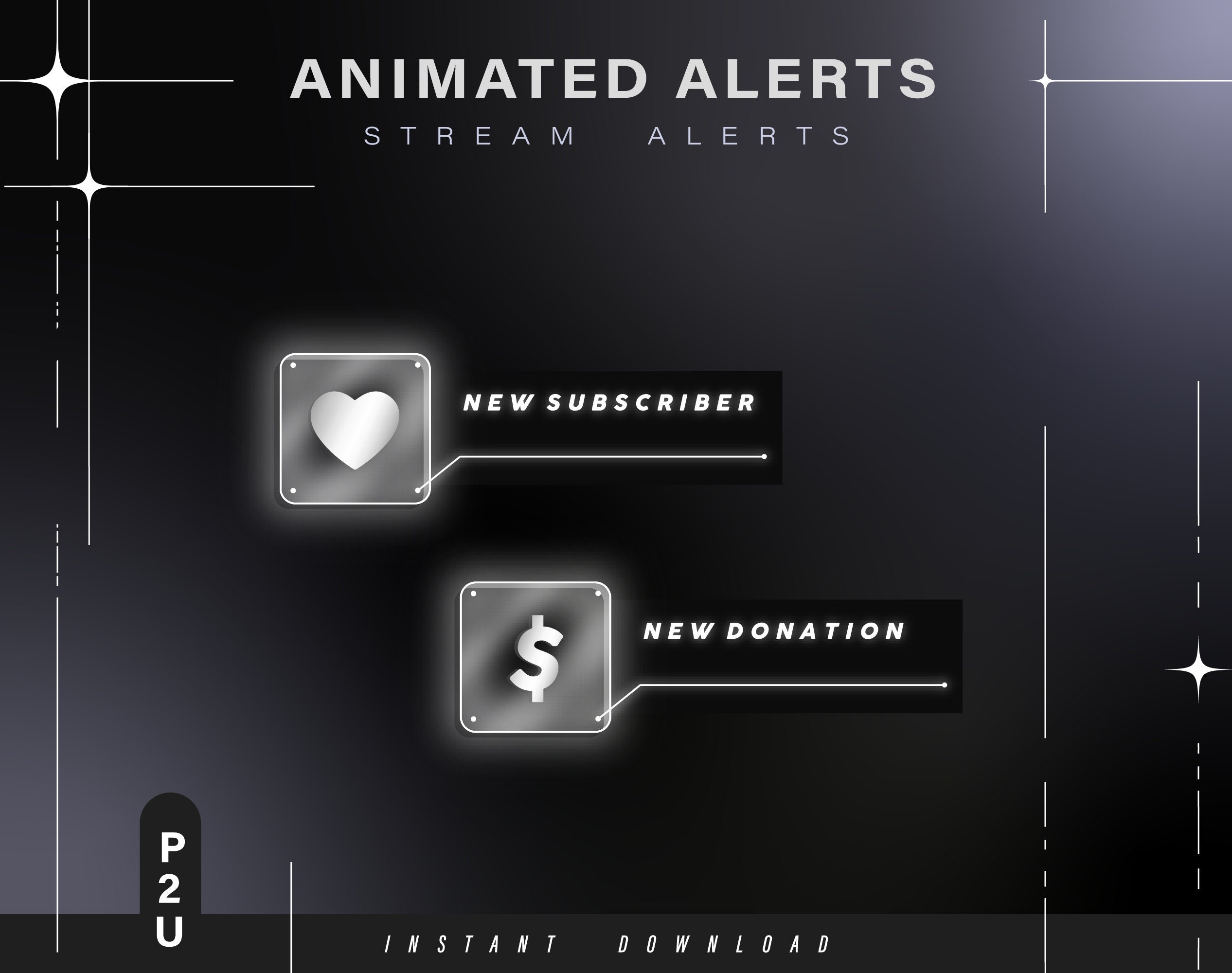 6x Animated Cyber Alerts Animated Alerts for Twitch Aesthetic Alerts ...