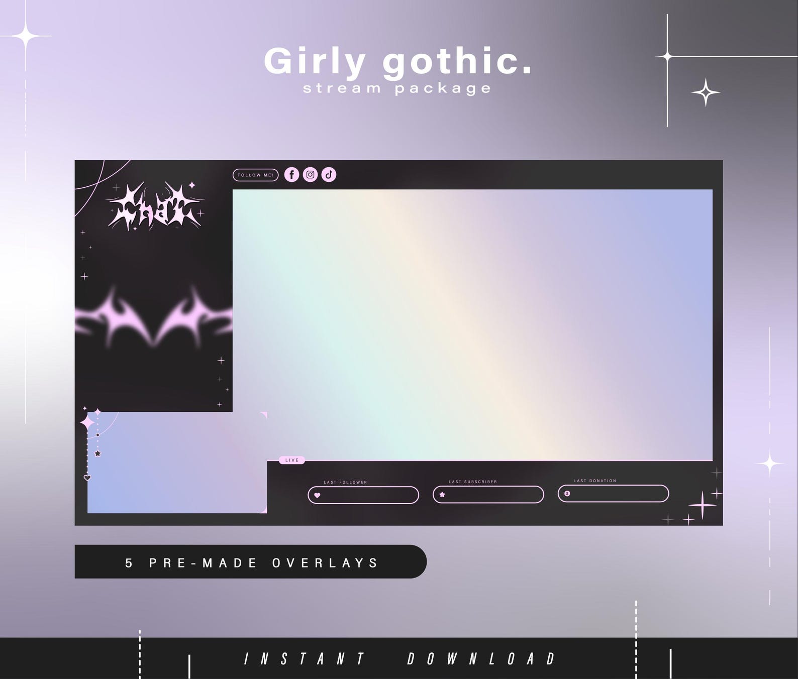 Girly Gothic - Twitch Pack - Animated Stream Pack - Streaming Scenes ...