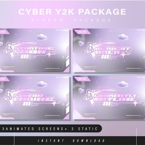 Cyber Y2k Twitch Pack - Animated Minimal Stream Pack - Streaming Scenes ...