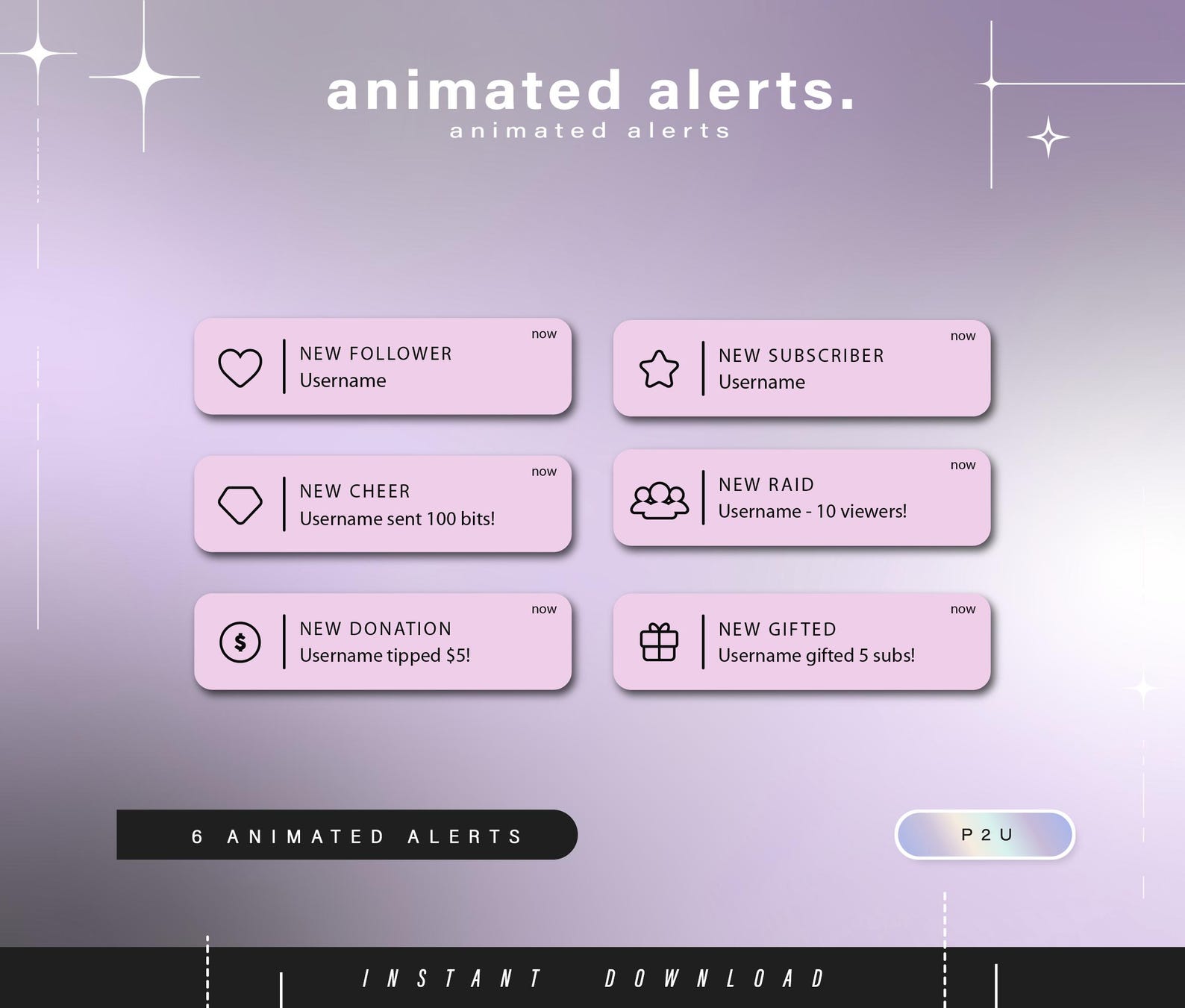 6x Animated Notification Alerts - Animated Alerts for Twitch ...