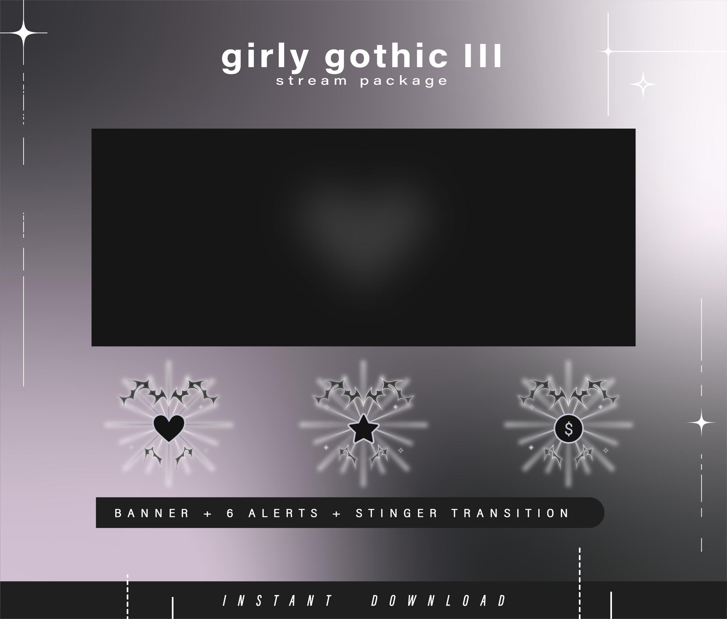 Girly Gothic - Twitch Pack - Animated Stream Pack - Streaming Scenes ...