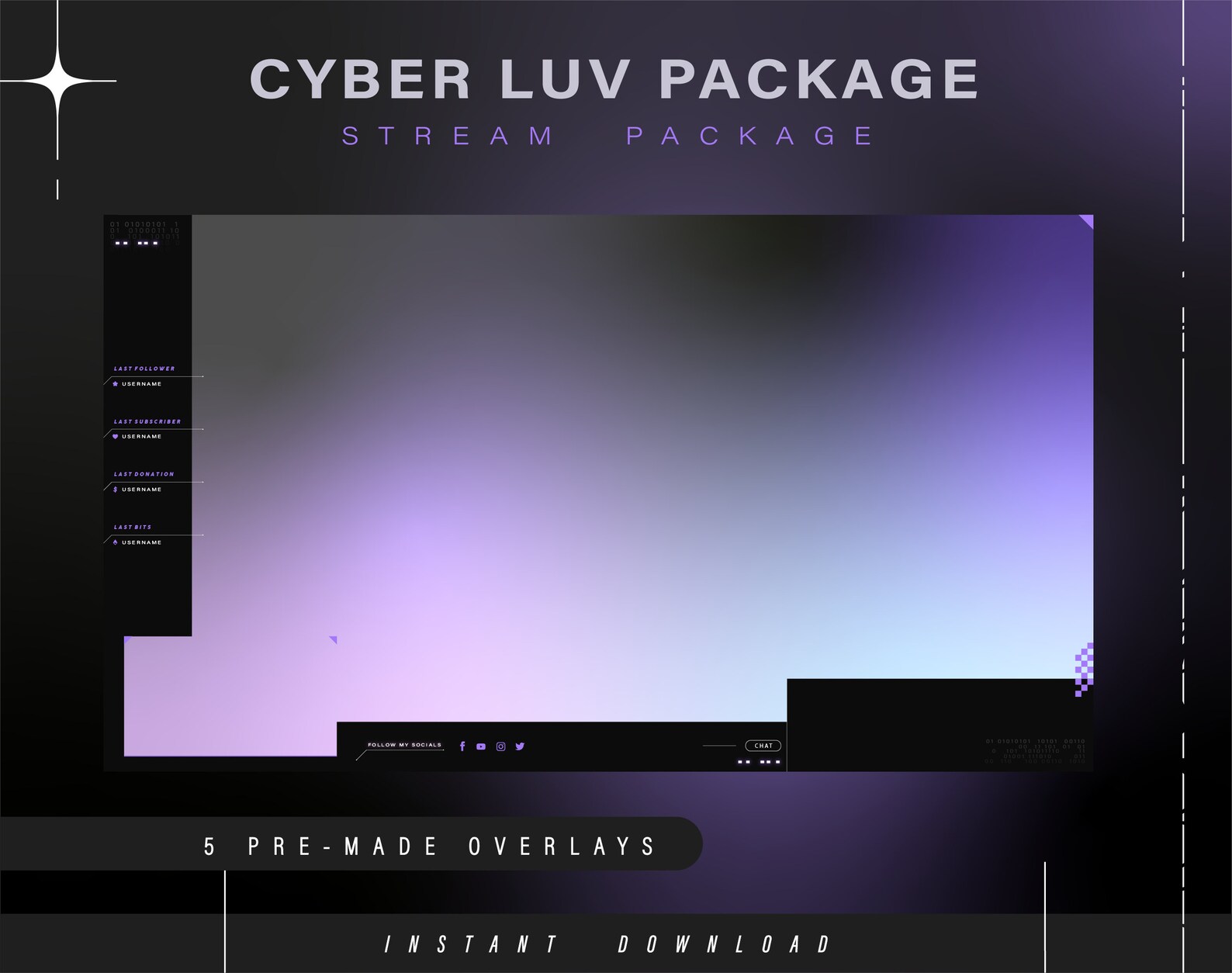 Cyber Y2k Twitch Pack - Animated Minimal Stream Pack - Streaming Scenes ...