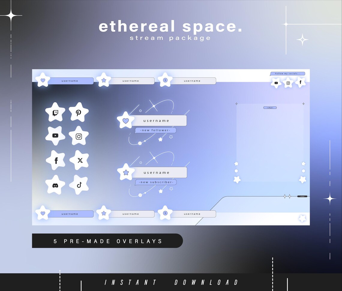 Ethereal Space - Y2k - Twitch Pack - Animated Minimal Stream Pack ...