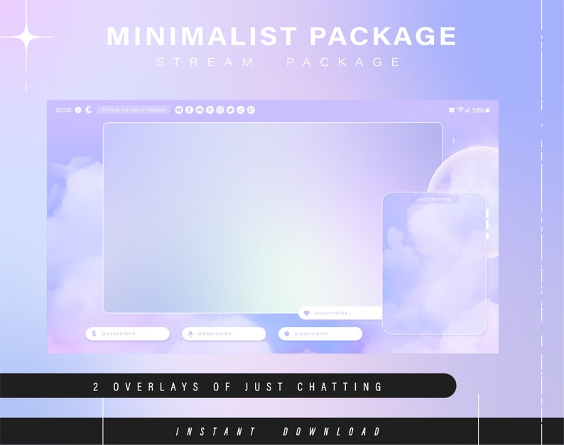 Minimal Twitch Pack Animated Minimal Stream Pack Streaming Scenes ...