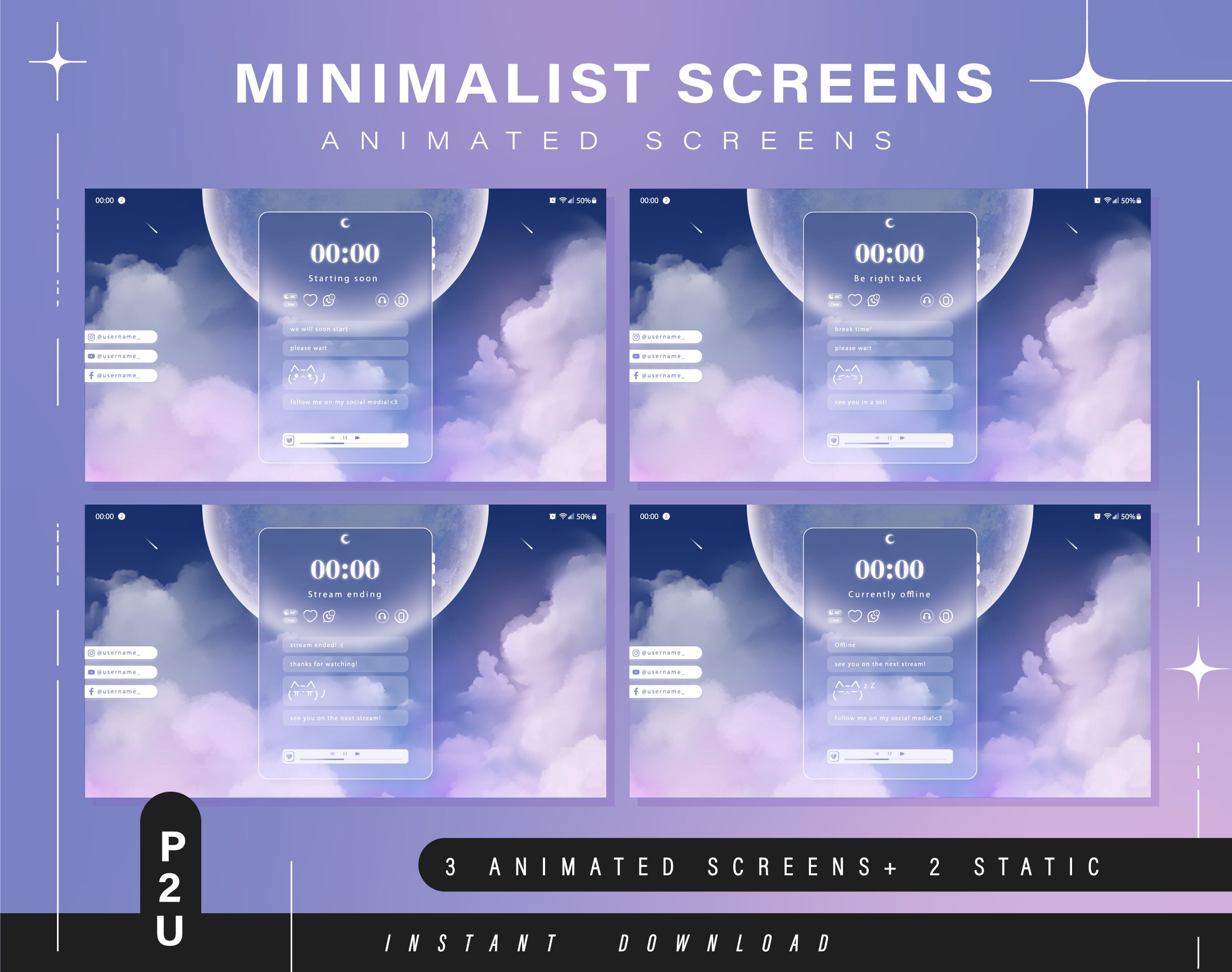 Minimalist Animated Screens - Animated Scenes for Twitch - Aesthetic ...