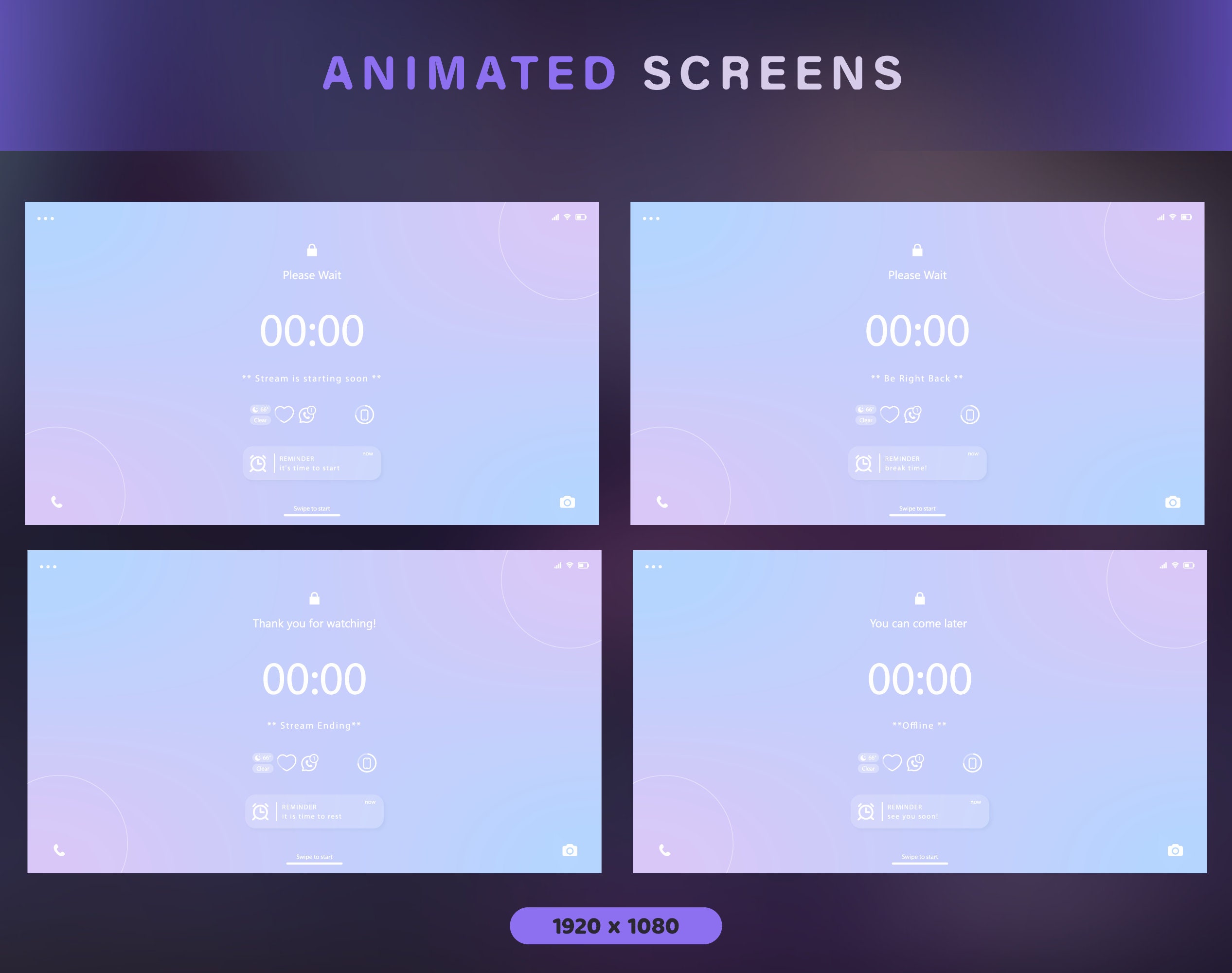 Minimalist Animated Screens Animated Scenes for Twitch - Etsy Canada