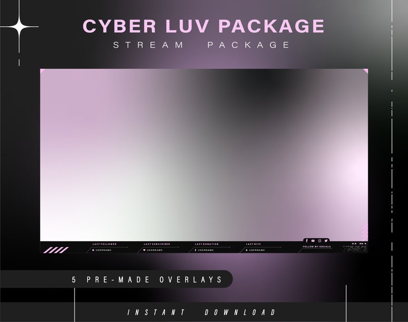 Cyber Y2k Twitch Pack - Animated Minimal Stream Pack - Streaming Scenes ...