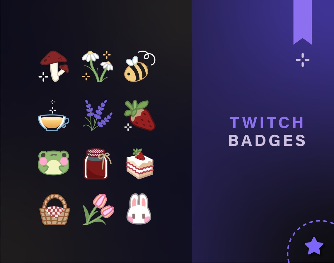 Cottagecore Badges / Twitch Sub Badges / Cute Badges / Premade / Twitch ...