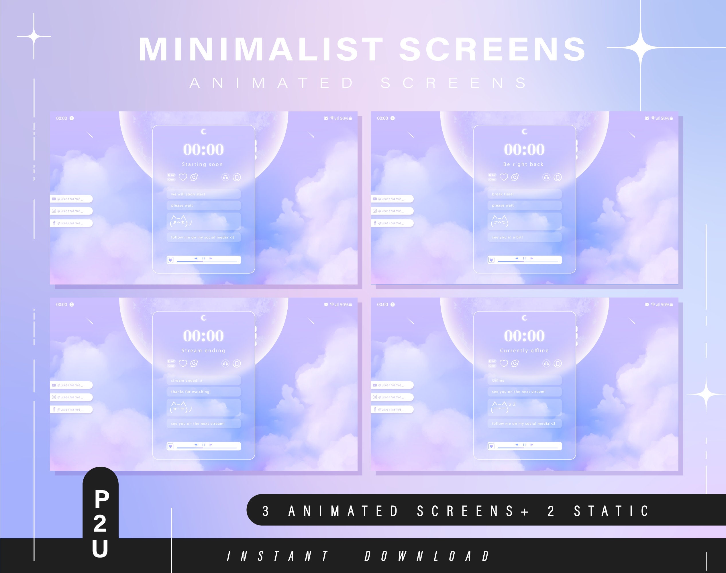 Minimalist Animated Screens - Animated Scenes for Twitch - Aesthetic ...