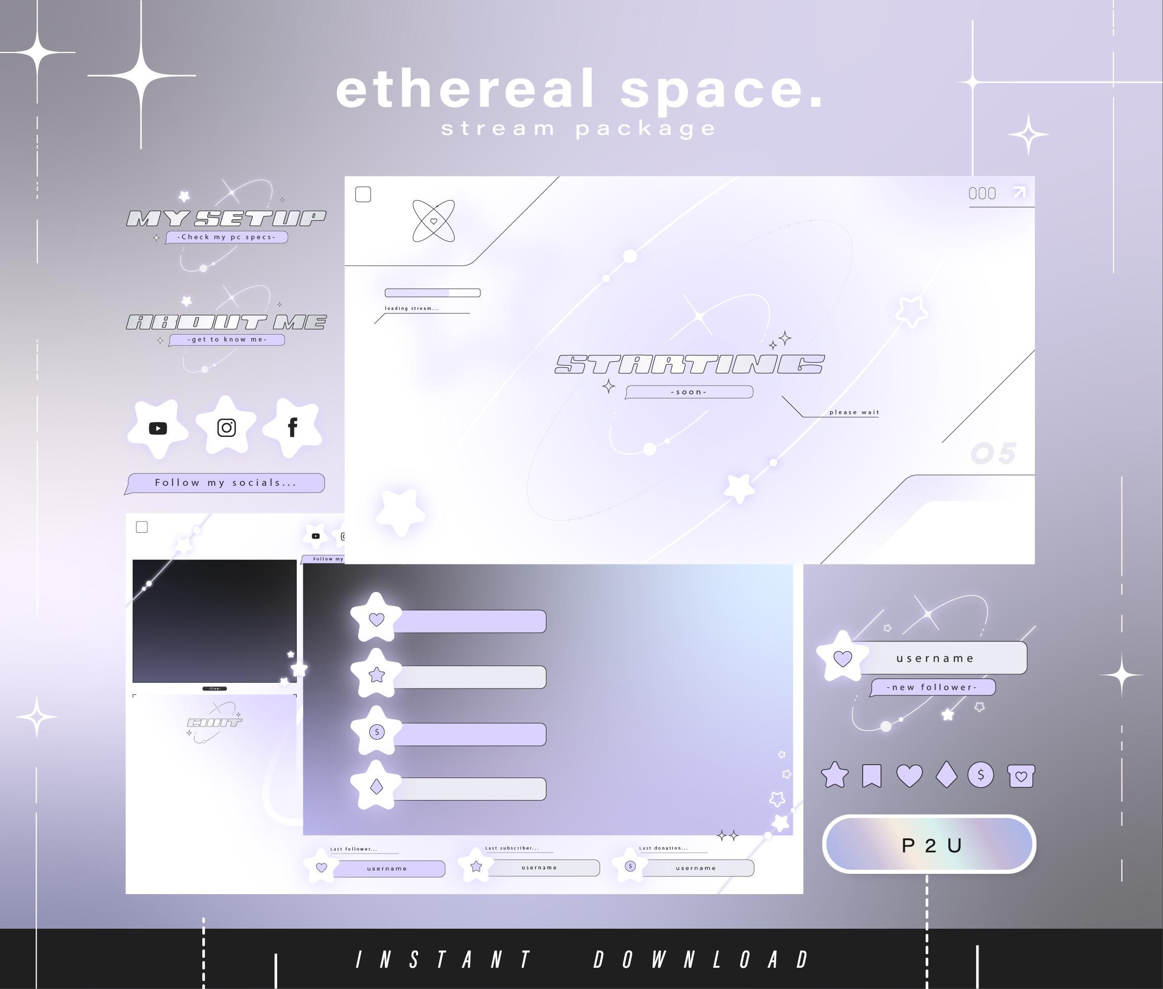 Ethereal Space - Y2k - Twitch Pack - Animated Minimal Stream Pack ...