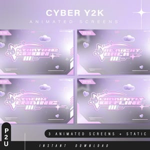 Cat Cyber Y2k Animated Screens - Animated Scenes for Twitch - Aesthetic ...