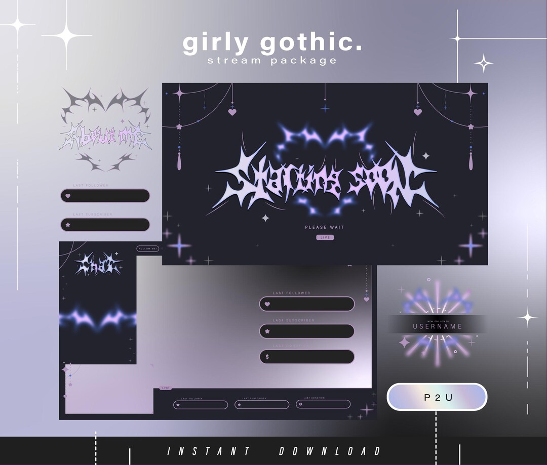 Girly Gothic - Twitch Pack - Animated Stream Pack - Streaming Scenes - Twitch Overlays ...
