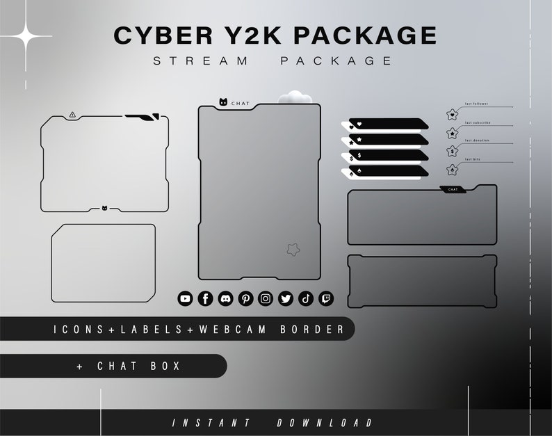 Cat Cyber Y2k - Twitch Pack - Animated Stream Pack - Streaming Scenes ...
