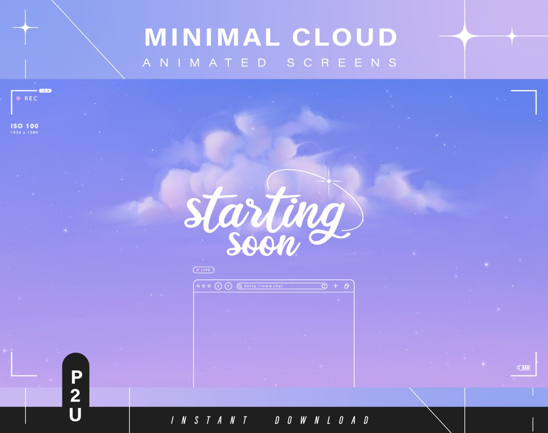 Minimal Cloud Animated Screens - Animated Scenes for Twitch - Aesthetic ...