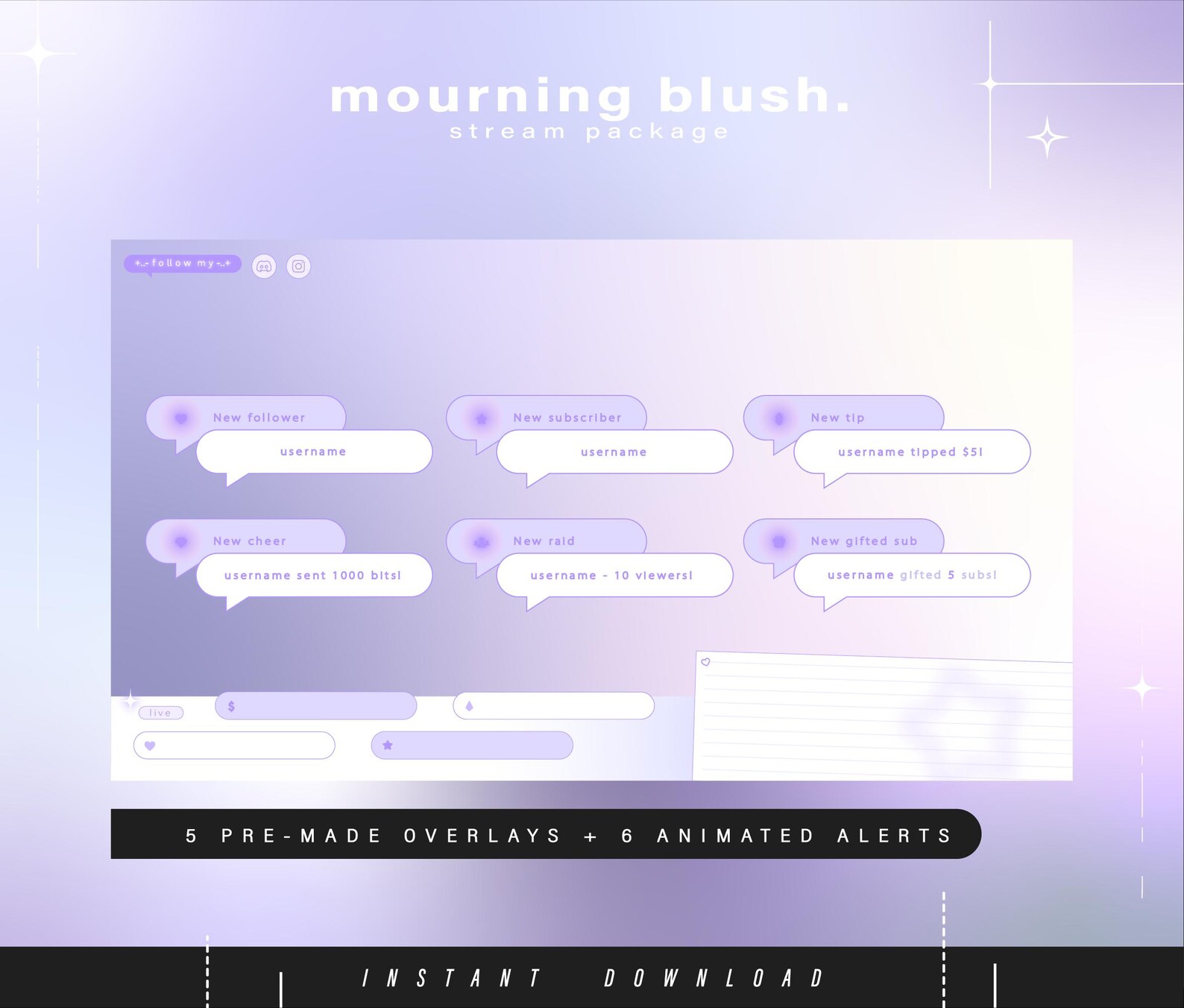 Mourning Blush - Twitch Pack - Animated Stream Pack - Streaming Scenes ...