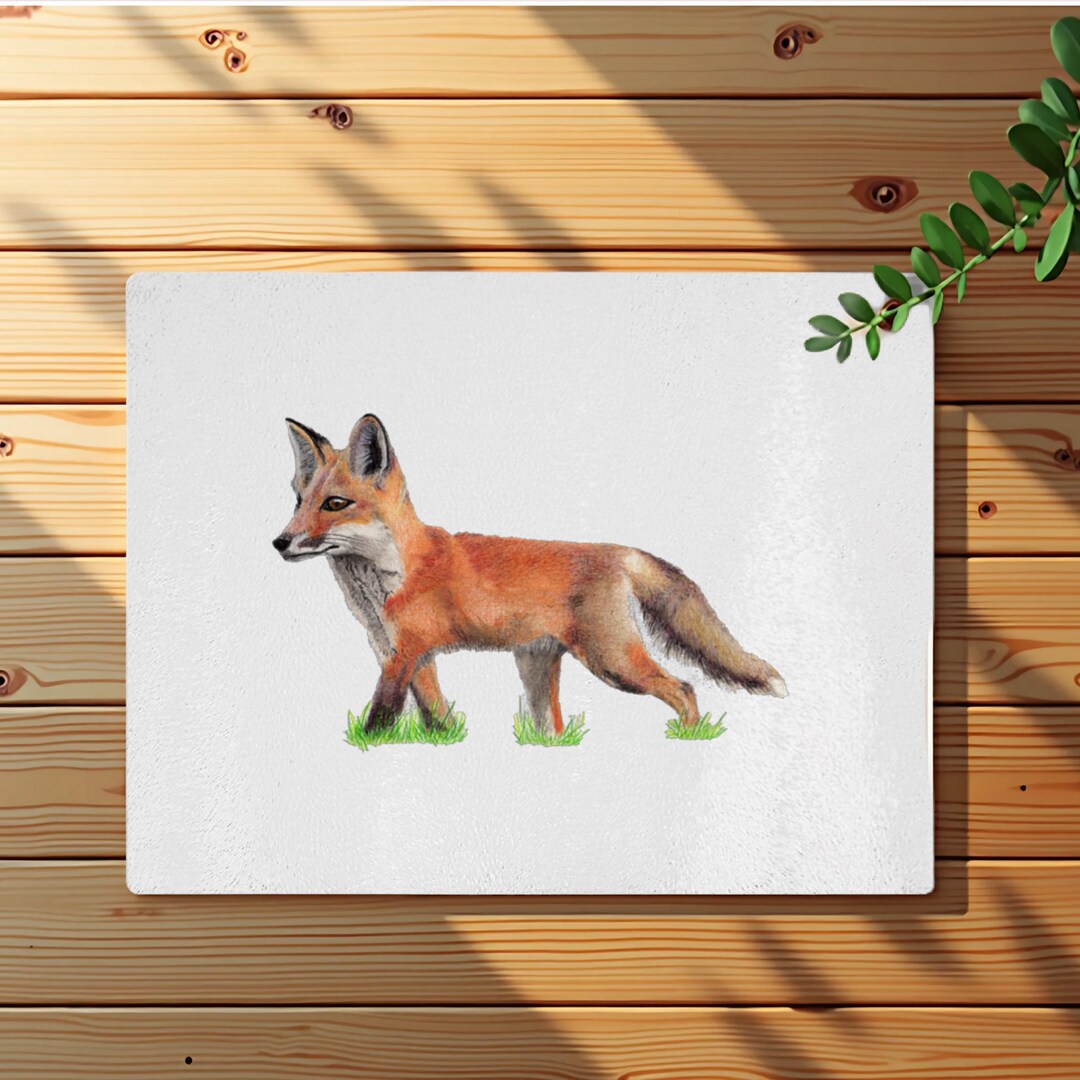 Glass Chopping Board Animal Fox Art Print, Kitchen Toughened Glass ...