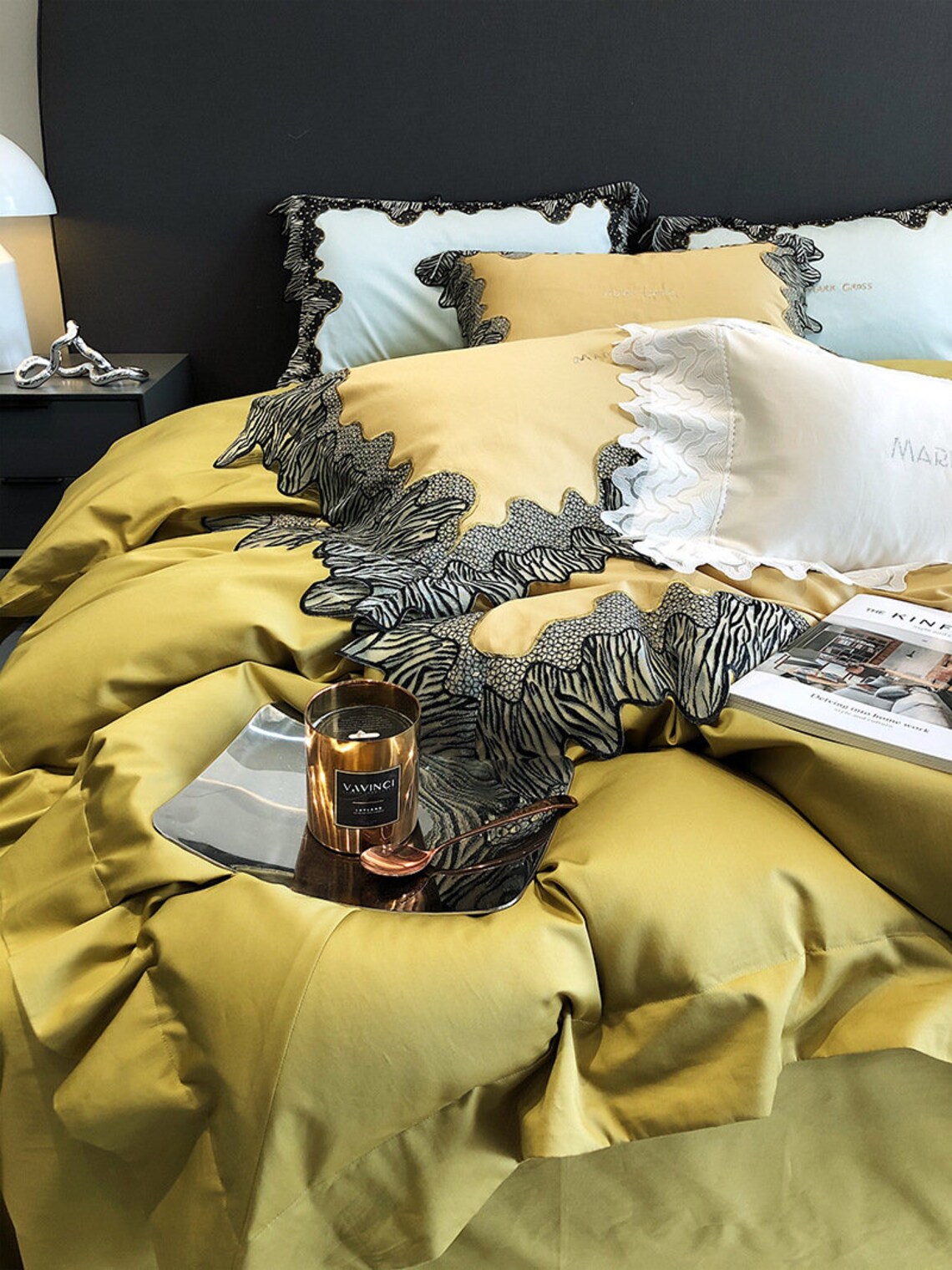 French Light Luxury 100 Counts Lenzing Tencel Four-piece Set Solid ...