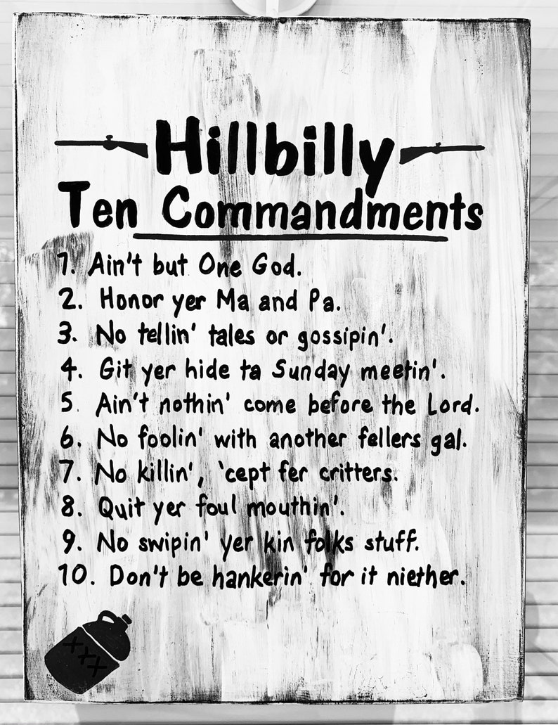 Hillbilly 10 Commandments - Etsy