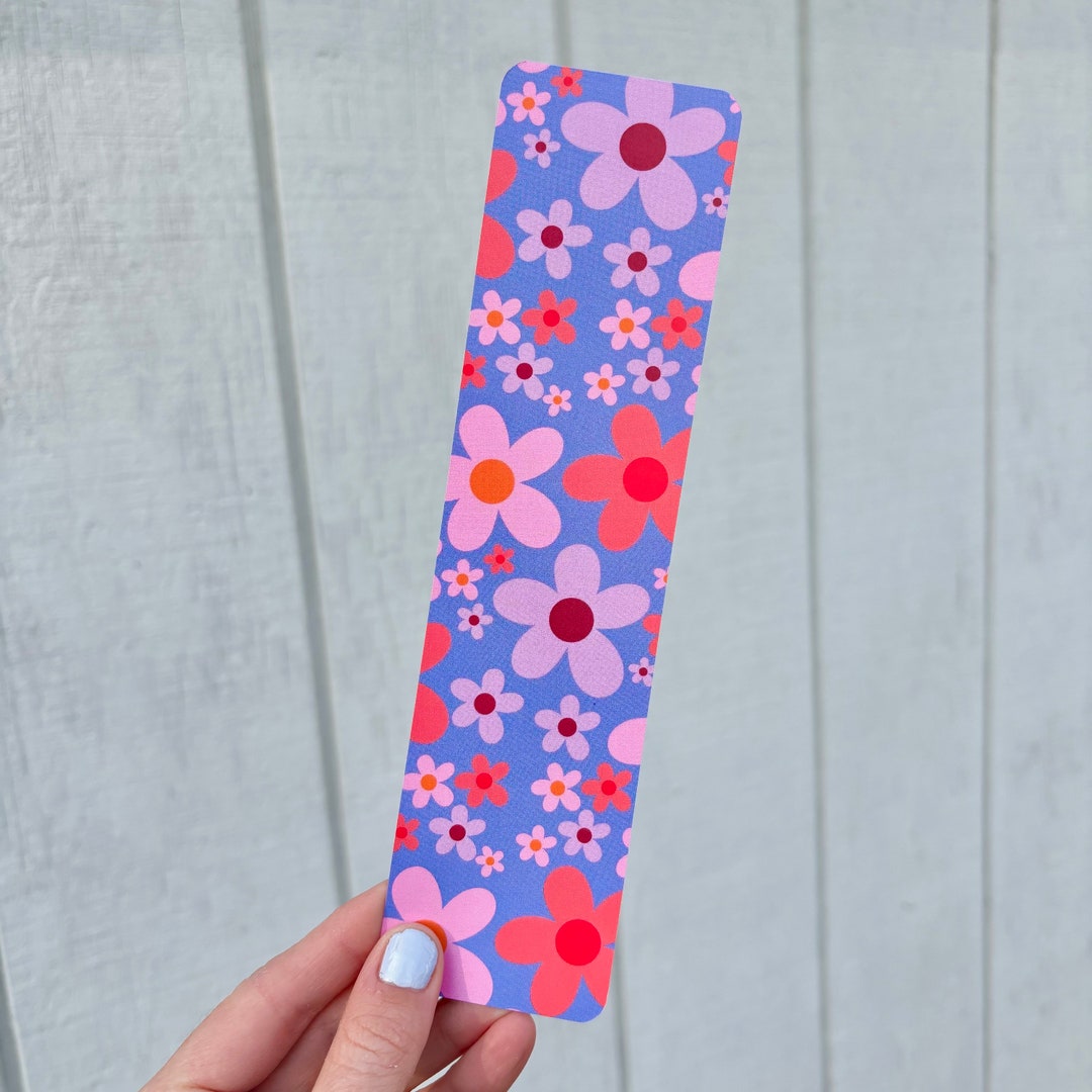Retro Colorful Flowers Bookmark, Floral Bookmark, Book Lover Gift, Cute ...