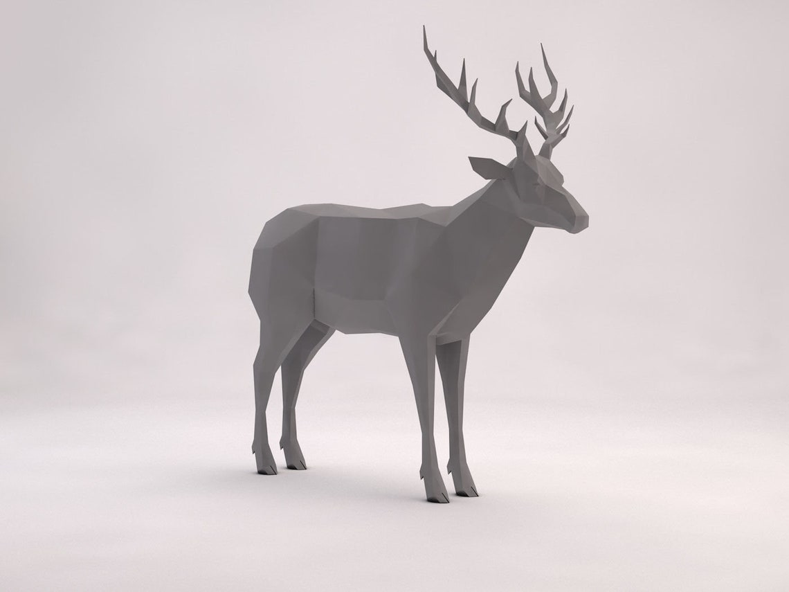 STL Deer Low Poly 3D Print Model | Etsy
