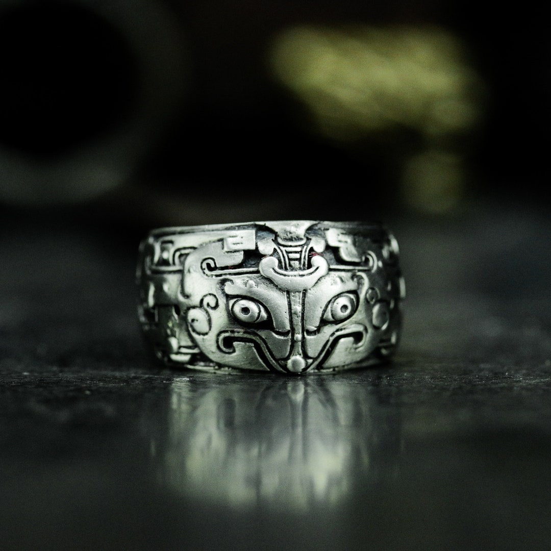 Bronze Tripod Beast Pattern Silver Ring-pixiu Kirin Mask Silver Ring ...