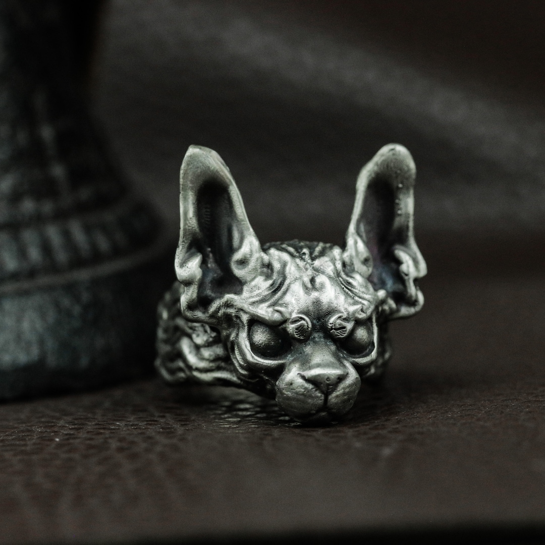 Hairless Cat 925 Silver Ring - Canadian Hairless Cat - Sphynx Cat ...