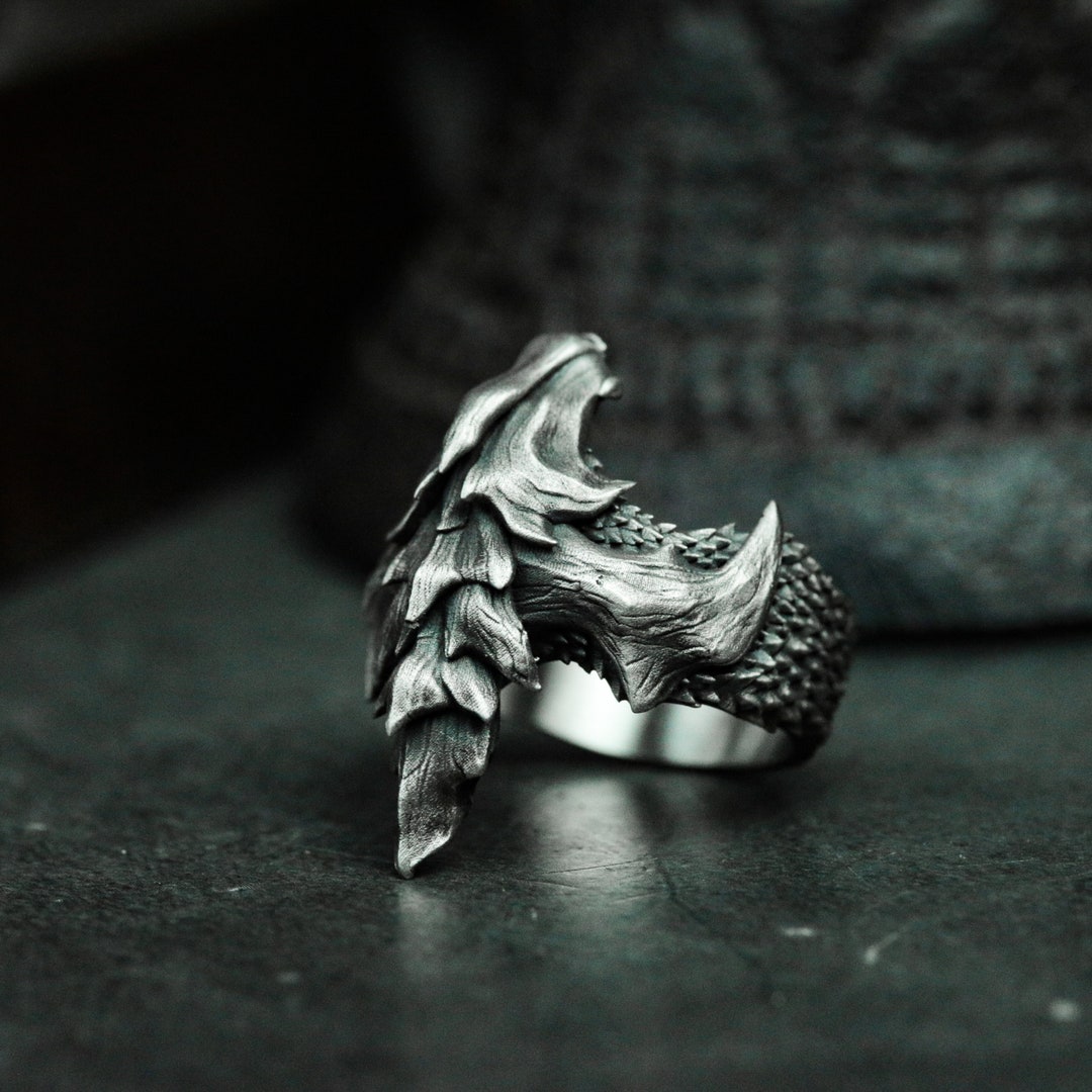 Handmade 925 Silver Dragon Scale Ring - Dragon Tail Design - Etsy
