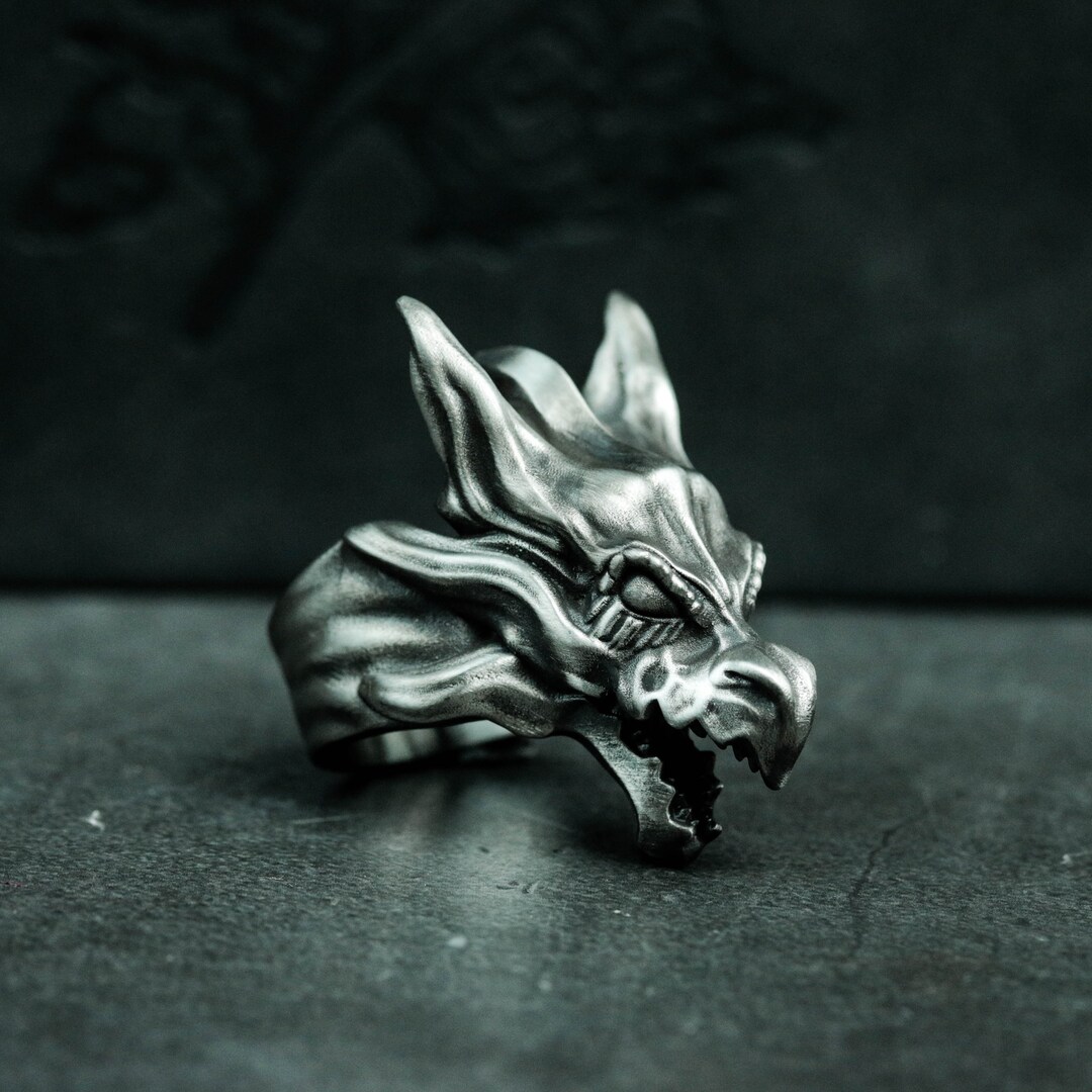 Hexagonal War Dragon Ring Western Dragon Ringroaring Dragon - Etsy