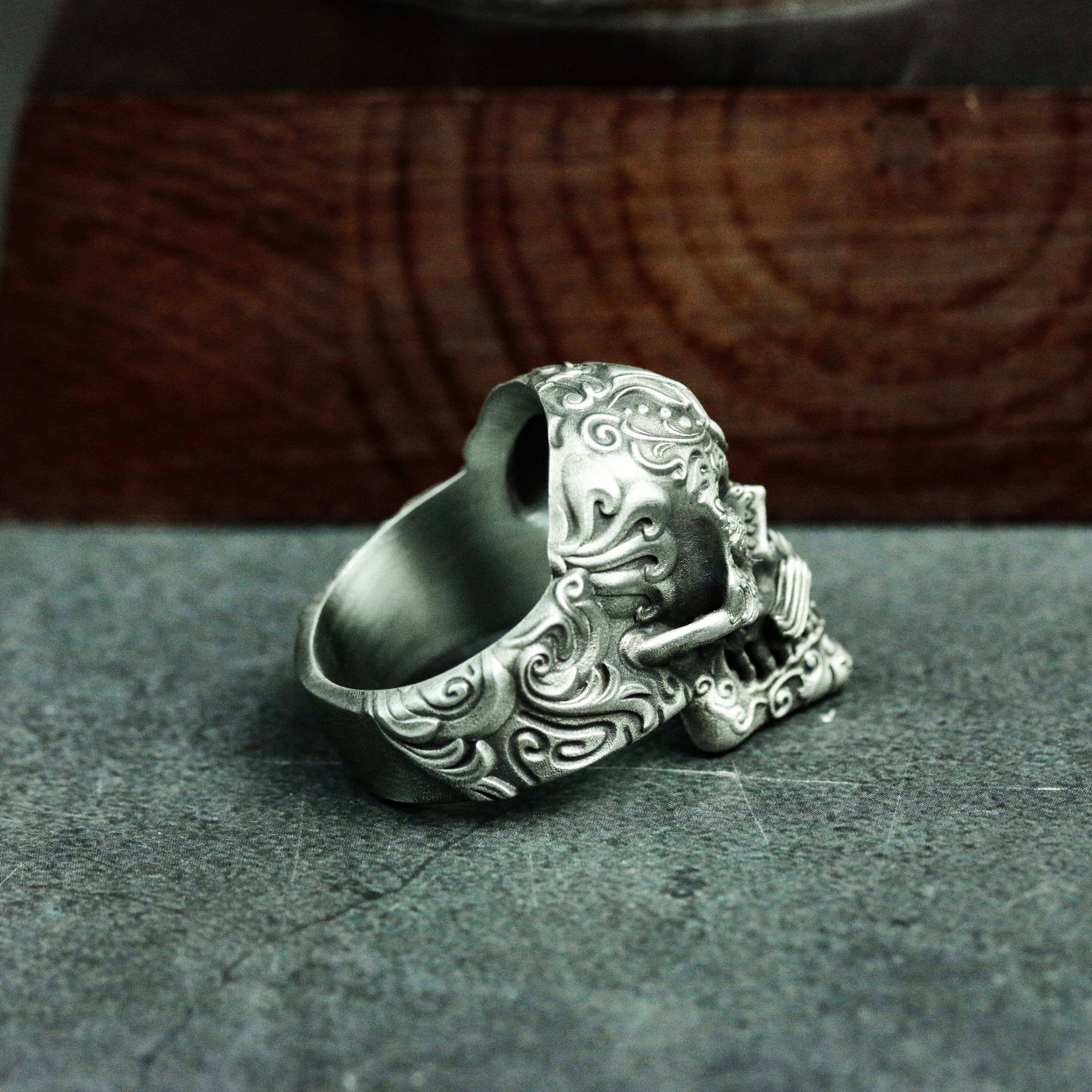 Mexican Tattoo Skull Silver Ring-gangster Pattern Skull Handmade Silver Ring-gothic Rune Gift ...