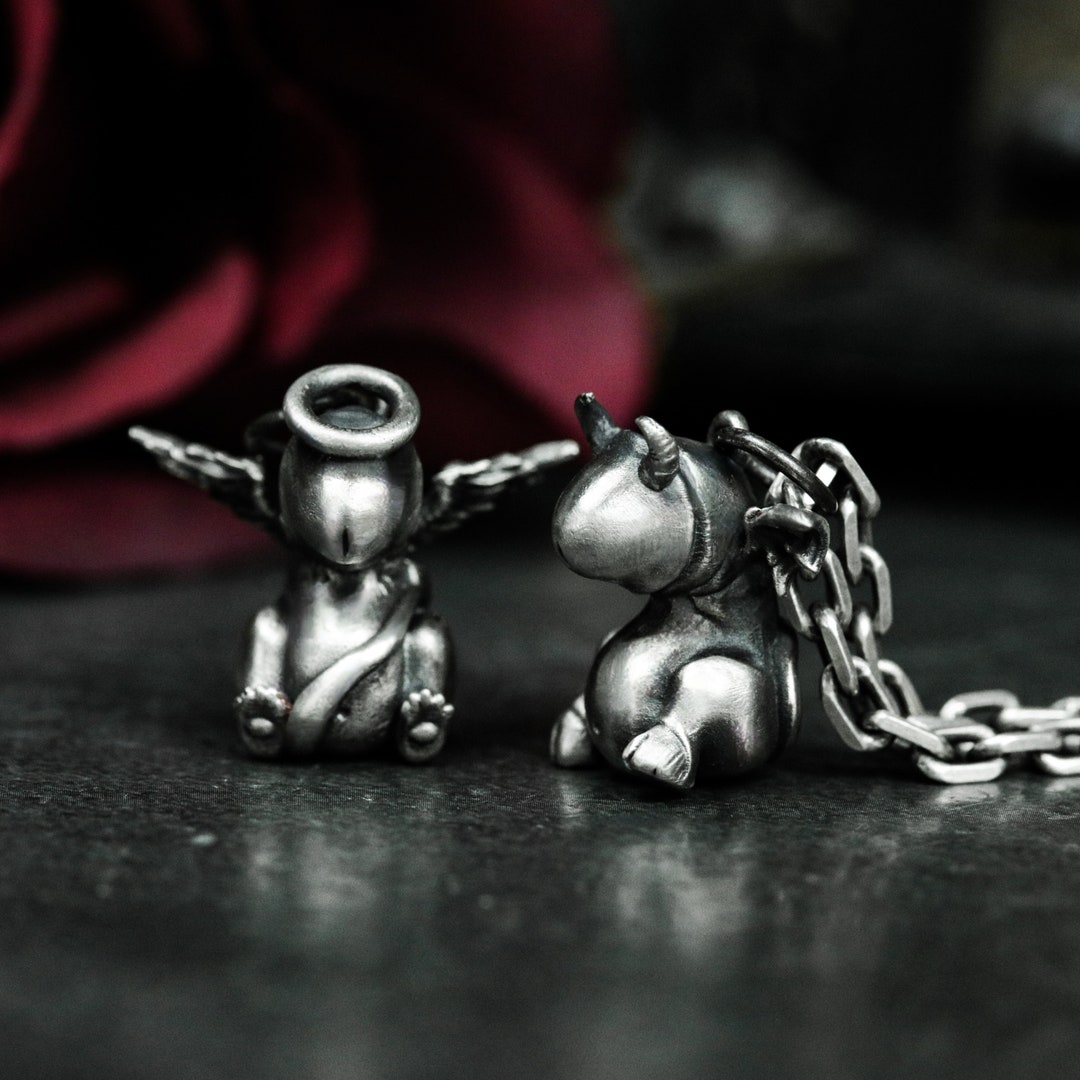 Angel & Demon Erotic Symbol 925 Silver Couple Pendant – Forbidden Love ...