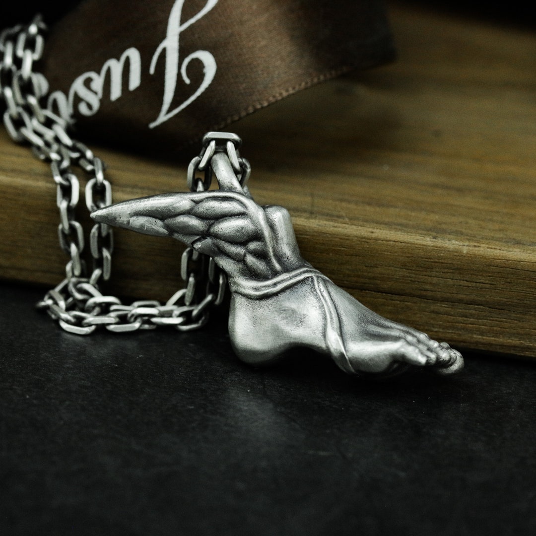 Winged Foot Pendant Necklace: 925 Sterling Silver Greek Mythology - Etsy