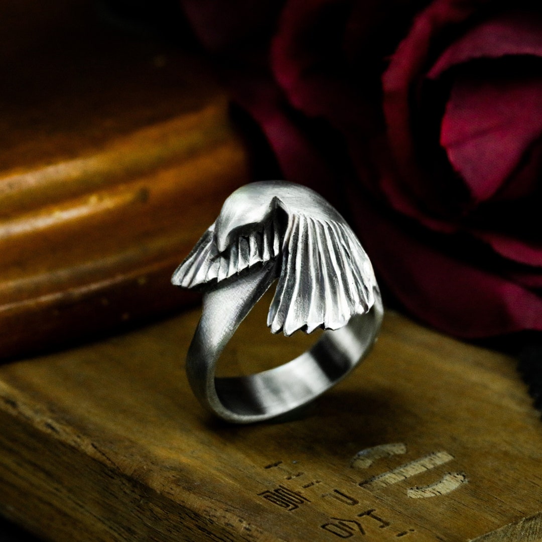Peace Dove 925 Silver Ring: Abstract Bird Wings, Handmade Jewelry - Etsy