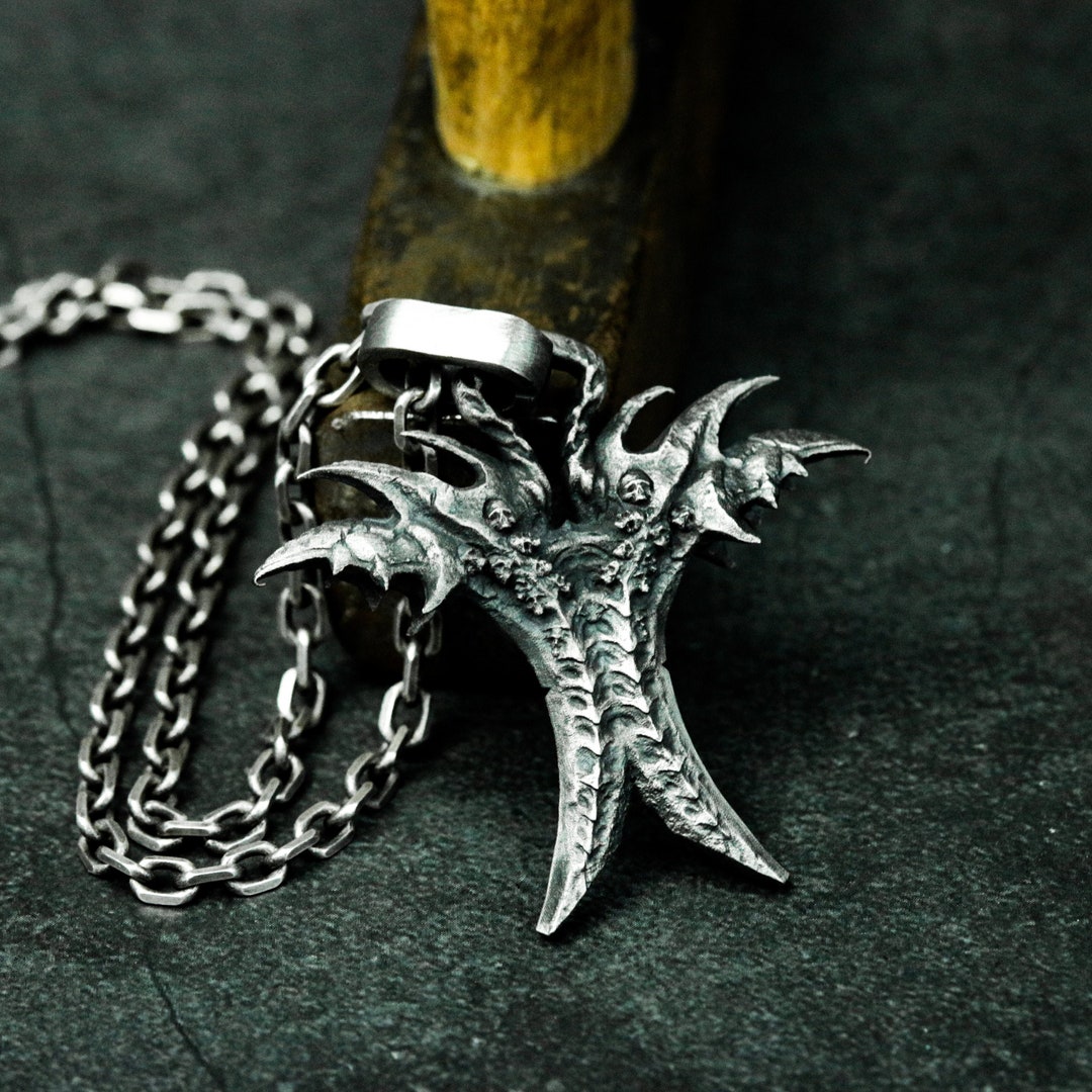 Handmade 925 Silver Gothic Skull Pendant: Cemetery Totem Jewelry - Etsy